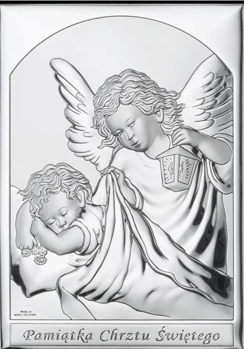 OBRAZ ANIOŁ STRÓŻ NAD DZIECIĄTKIEM CHRZEST ŚW. JAP755/3L 6X9 - Zegart.pl